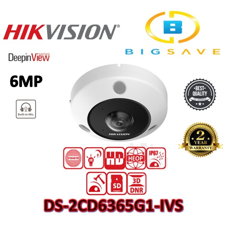 HIKVISION 6MP DS-2CD6365G1-IVS DEEPINVIEW FISHEYE NETWORK CAMERA | Shopee Malaysia