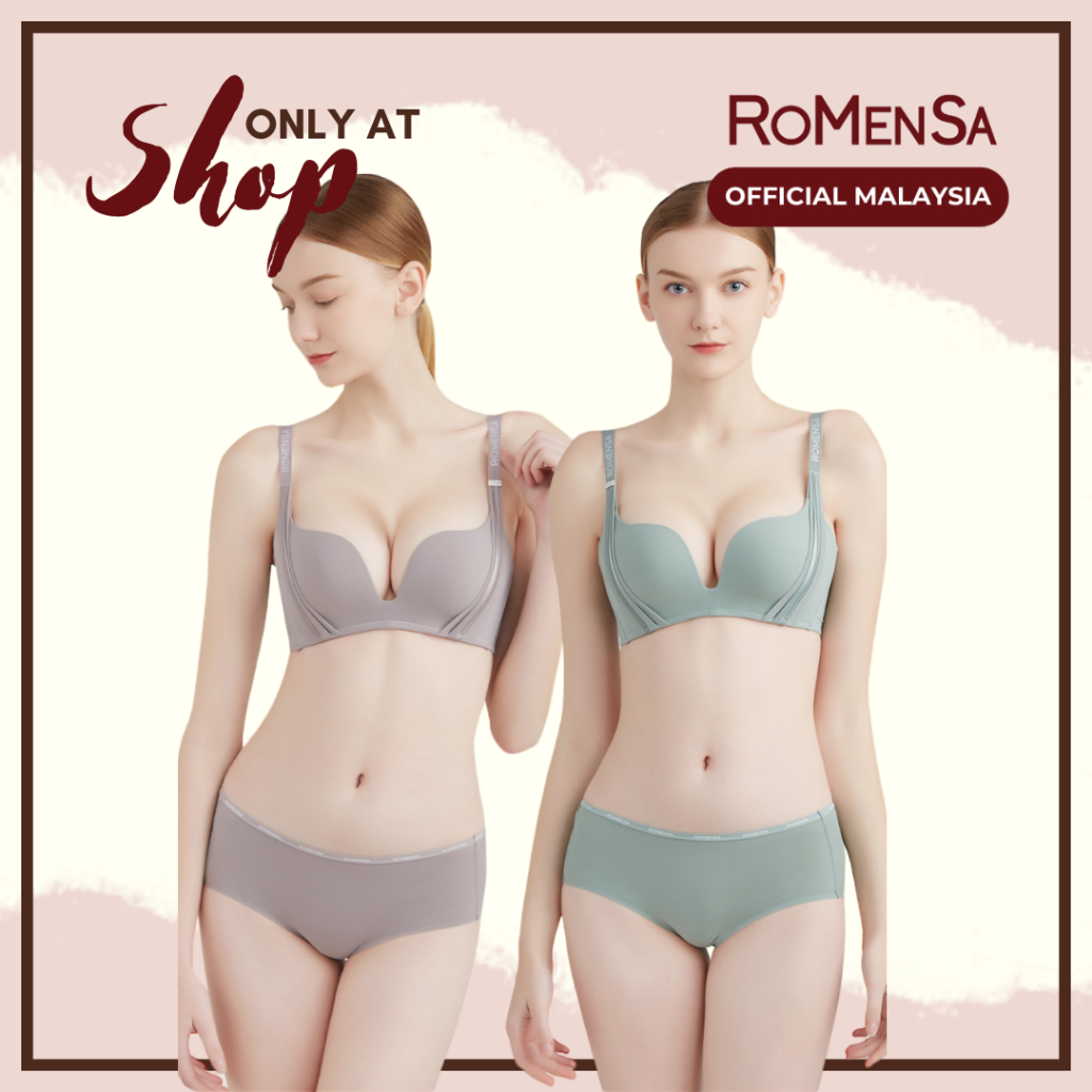 ROMENSA Wireless 2 IN 1 4D Versatile Bra Set 若曼莎无钢圈 造波神器 自然丰挺 圆润有型 内衣套装 3829【Ready Stock ...