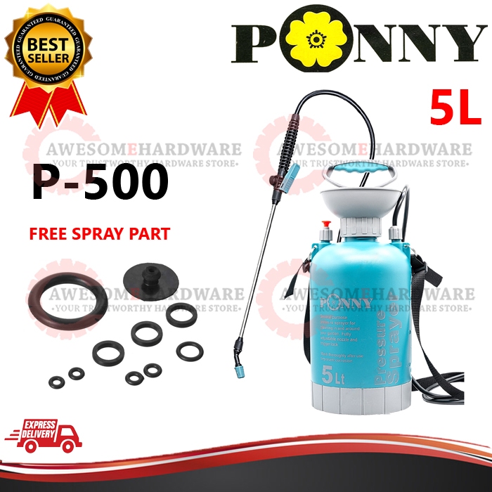 (FREE O RING) PONNY P-500 5L GARDEN PRESSURE SPRAYER PUMP FOR CHEMICAL ...