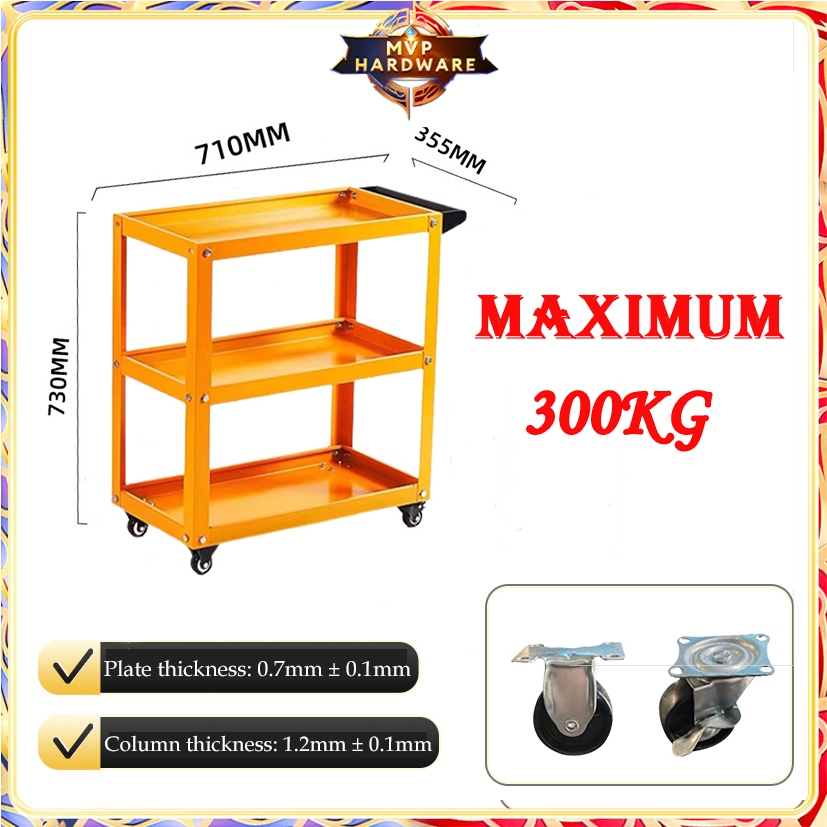 450KG Max load 3 Layer Tool Cart Heavy Duty Mechanical Workshop Tool trolley tool cart Ready ...