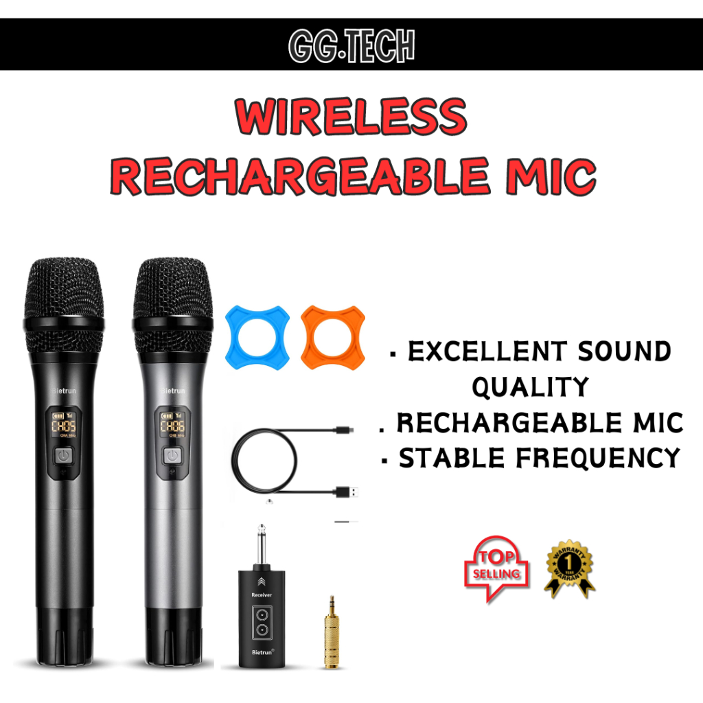 Professional Rechargeable Wireless Microphone Dynamic Vocal Microfono ...