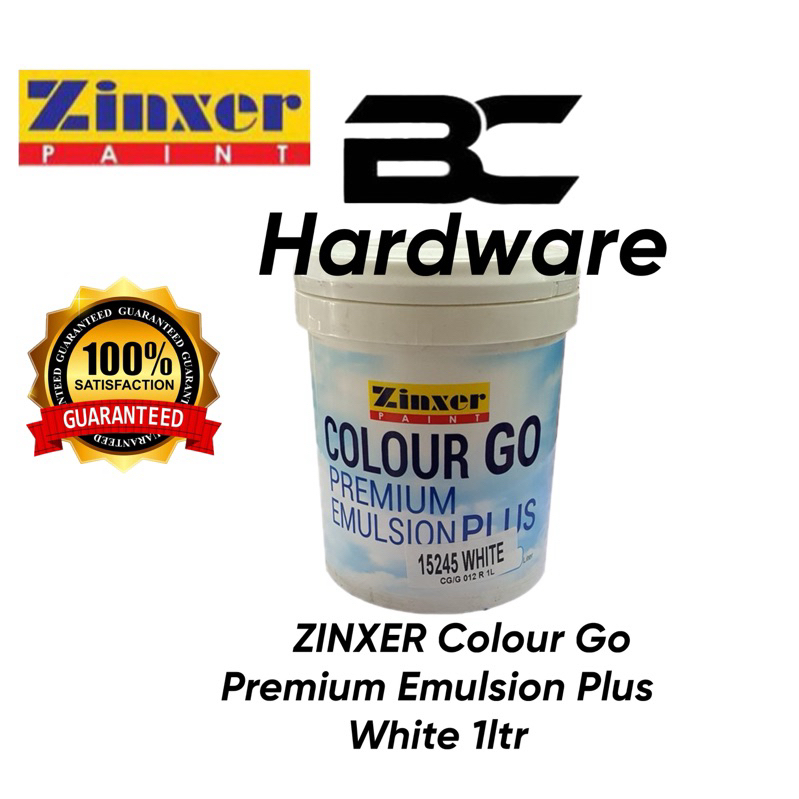 ZINXER Colour Go Premium Emulsion Plus 15245 White 1 Liter | Shopee ...