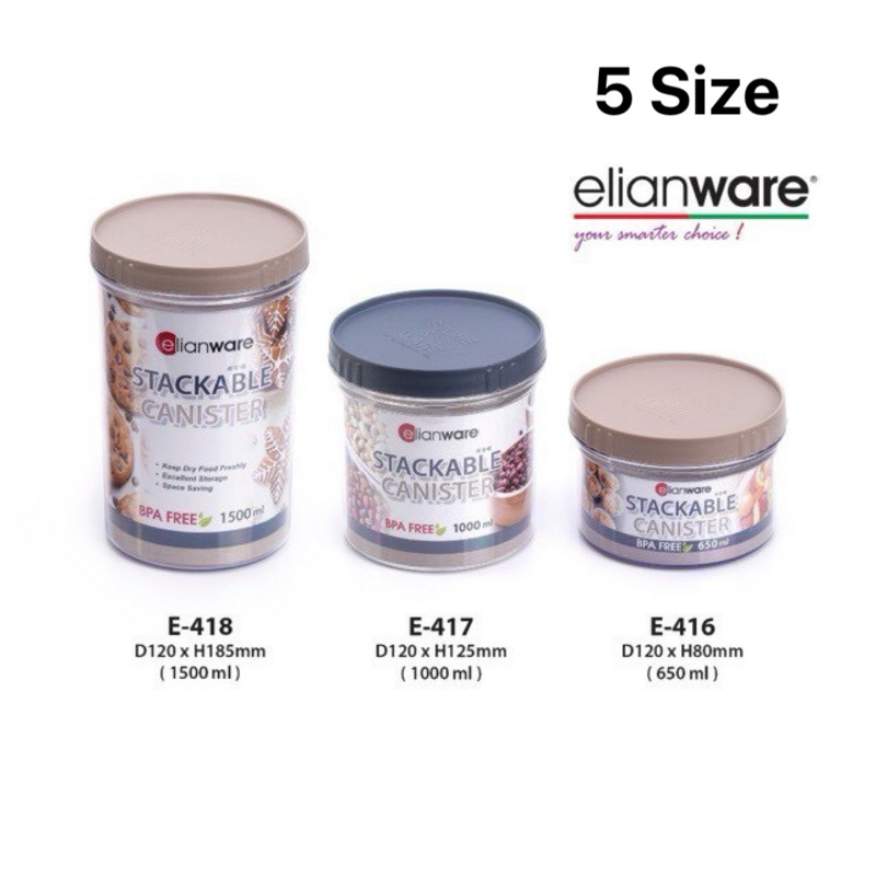 Elianware E-414 E-415 E-416 E-417 E-418 BPA-Free Plastic Round Twist ...