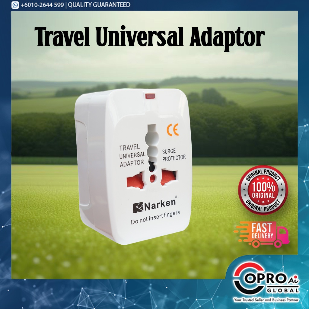 Narken 3 Ways 3 Pin Adaptor with Neon & Surge Protector | Shopee Malaysia