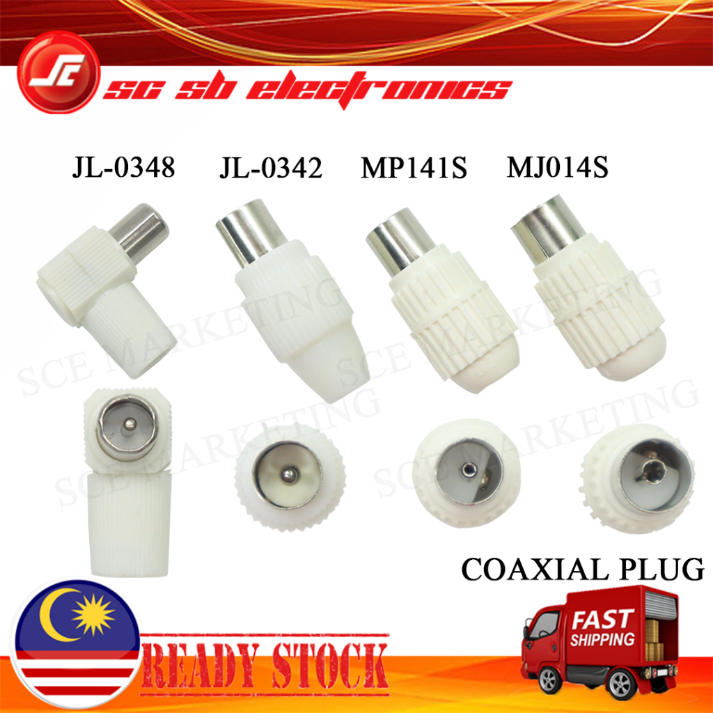 EST JAPAN COAXIAL PLUG MALE / FEMALE CONNECTOR / L TYPE CONNECTOR TV ...