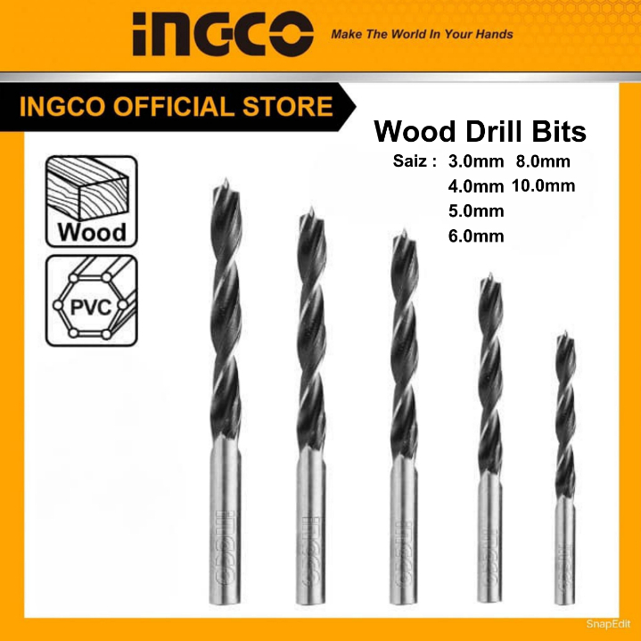 INGCO Wood Drill Bits 3mm, 4mm, 5mm 6mm, 8mm, 9mm, 10mm (Sell Per Pcs ...