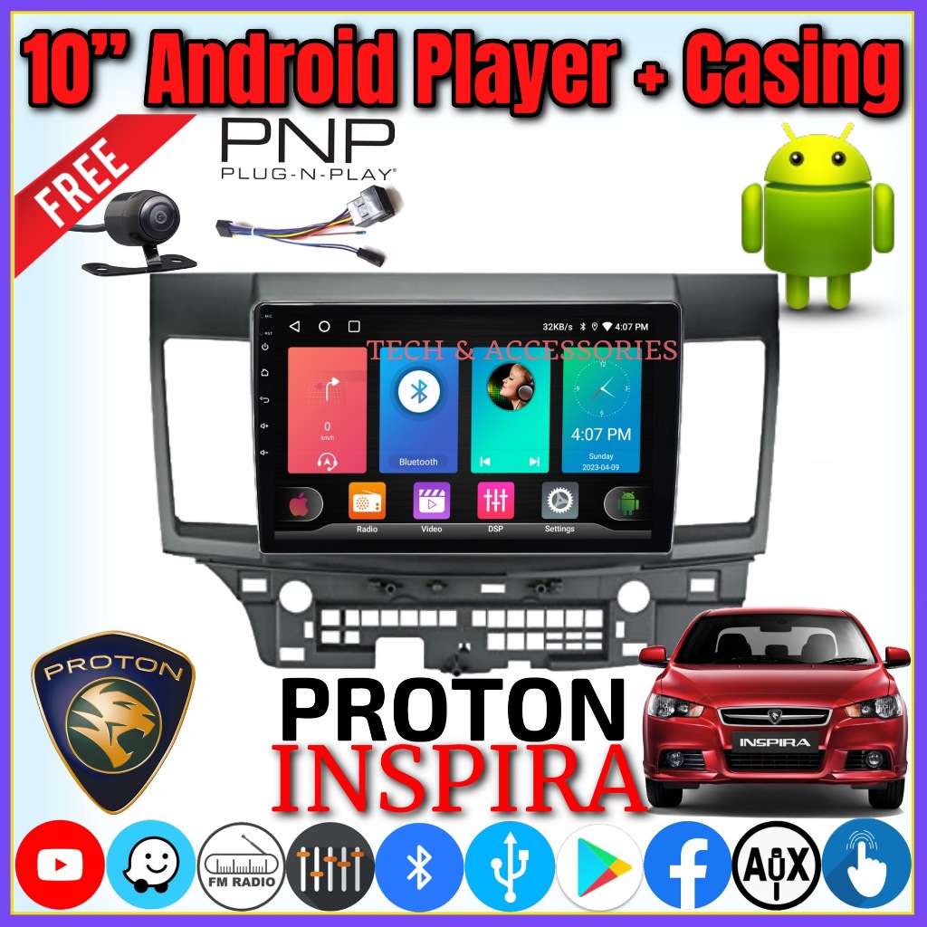 Proton Inspira (2GB/4GB Ram + 32GB/64GB) 10" Android 2-DIN Car Player ...