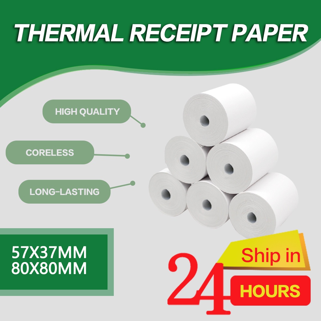 57mm x 37mm x Coreless Thermal Receipt Paper Roll / Resit Paper Roll ...