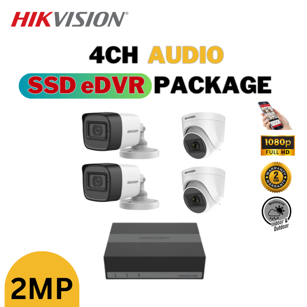 HIKVISION CCTV SET (World No. 1) 4CH 2MP eSSD 1TB iDS-E04HQHI-B/DS ...