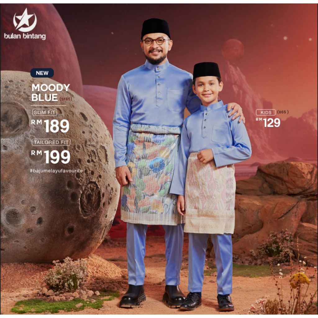 Baju Melayu Bulan Bintang MOODY BLUE | Shopee Malaysia
