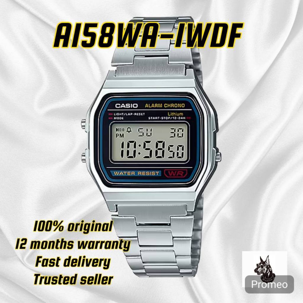 A158WA-1WDF Casio Vintage Digital Watch Silver | Shopee Malaysia