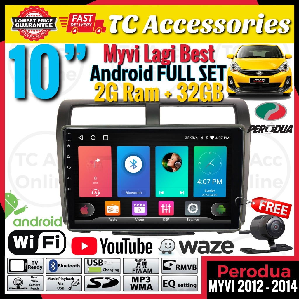 (Perodua MYVI Lagi Best 2012) 9" / 10" Android 2-DIN Car Player 2GB/4GB ...