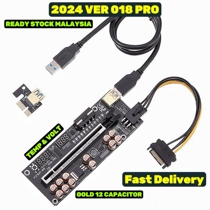 Riser Pcie 🔥 New Ver 012 PRO🔥010s Gold Version LED Gpu Card Extender ...