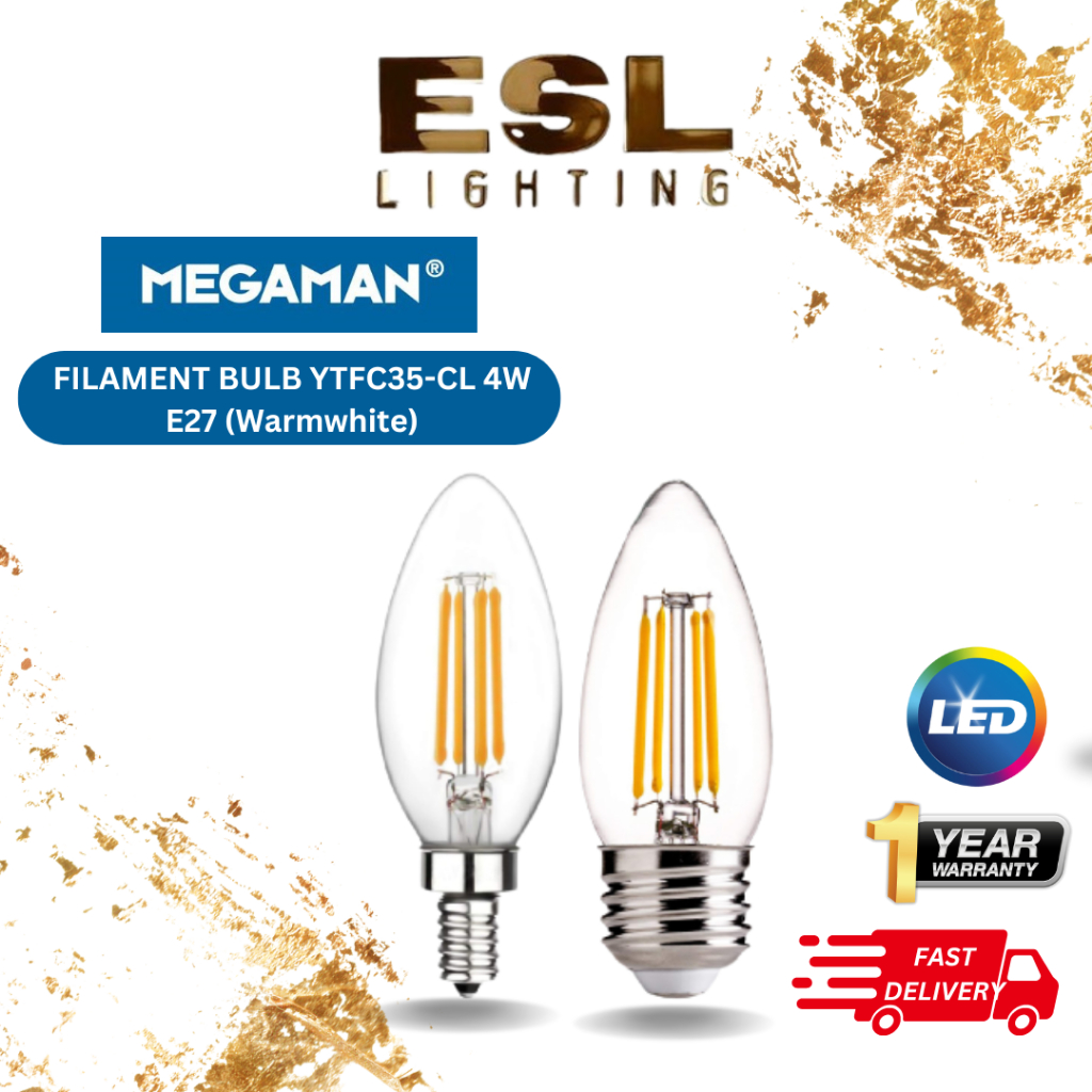 Megaman LED FILAMENT BULB YTFC35-CL 4W E27 (Warmwhite) | Shopee Malaysia