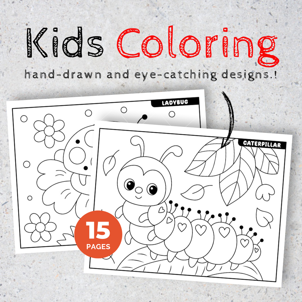 (PDF) Coloring Pages - Insect Coloring Pages for Kids - 15 Pages - hand ...