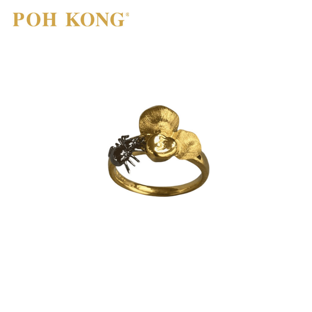 POH KONG 916/22K Yellow Gold Tranz Nature Spider On Flower Ring (2020) | Shopee Malaysia