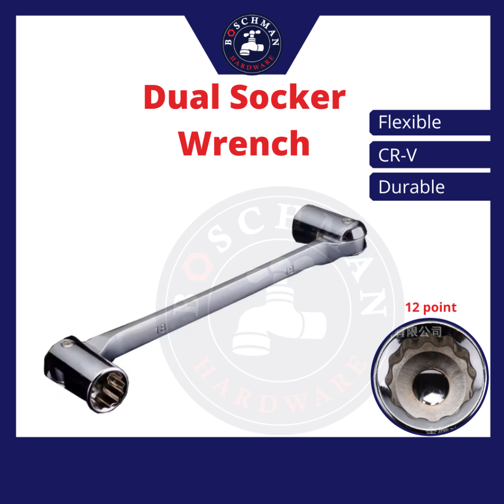 Flexible Double Head Socket Wrench Hand Tool CR-V Double End Swivel ...