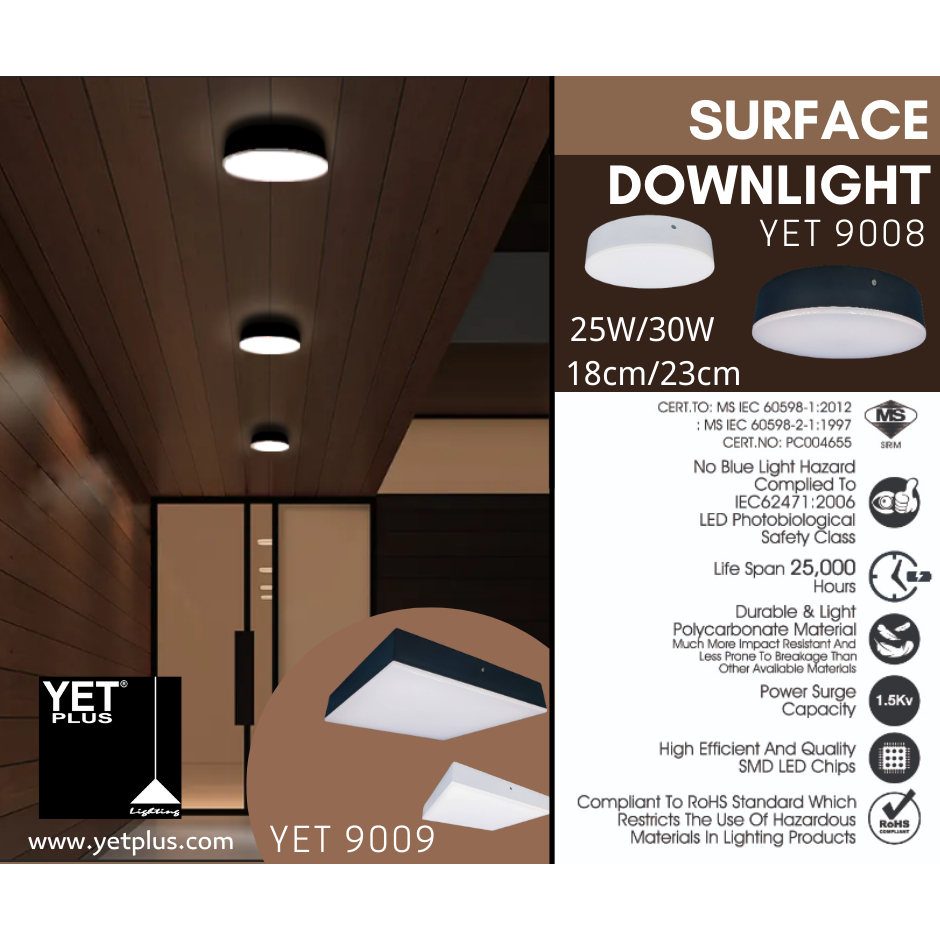 YETPlus YET 9008 35W LED Surface Downlight (Daylight / Cool White ...
