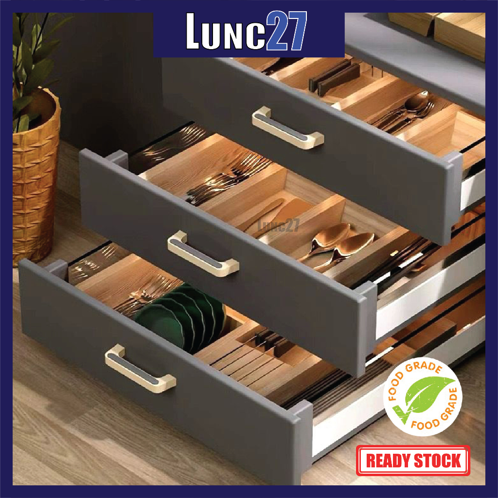 Bamboo Extendable Cutlery Tray Drawer Cutlery Utensil Tray Knives ...