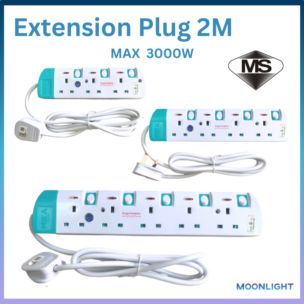 (SIRIM) Tiffany Blue Extension Plug 3 Gang / 4 Gang / 5 Gang 2 Meter ...