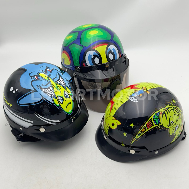 🔥 HELMET HALF CUT 46 STENG COLOURFULL TOPI HELMET TOPI KURA KURA TOPI ...