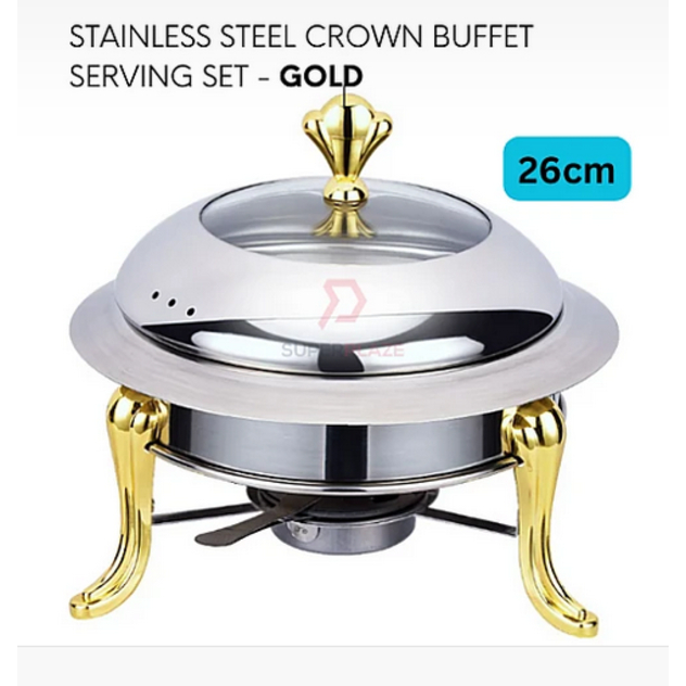 Gold Color Stainless Steel Crown Buffet Set Round Chafing Dish Chafer ...