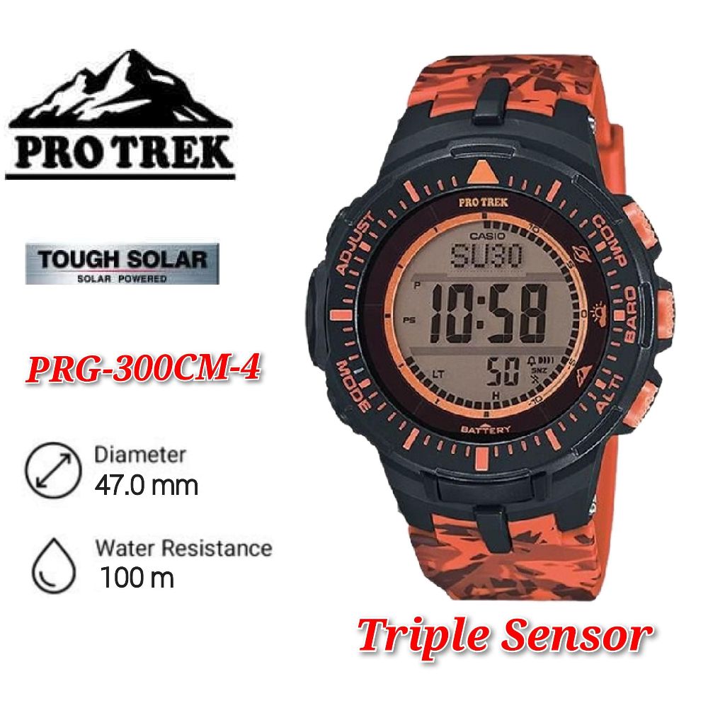 Casio Protrek Tough Solar Triple Sensor Digital PRG-300CM-4 Watch - PRG-300 | Shopee Malaysia