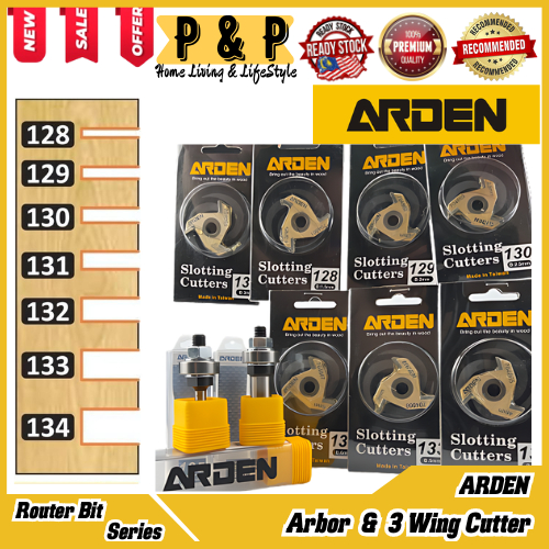 ARDEN Router 3 Wing Cutter & Arbor ( #128 / #129 / #130 / #131 / #132 ...