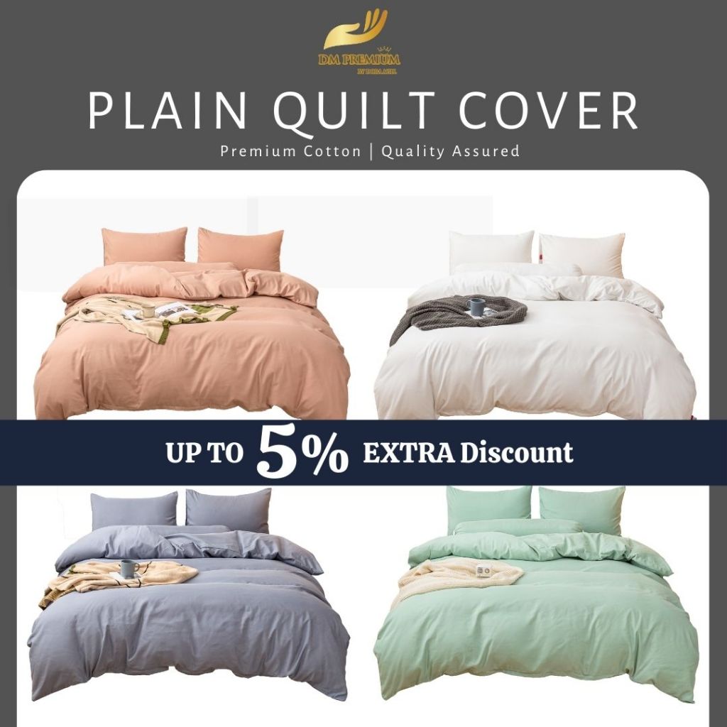 [READY STOCK] Premium 800 TC Cotton Plain Series Quilt Cover Comforter ...