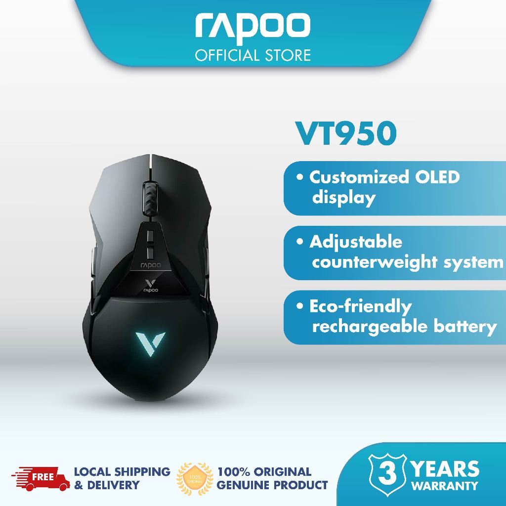 Rapoo VPRO Gaming Mouse 2.4G Wireless OLED Display Mouse VT950 | Shopee ...