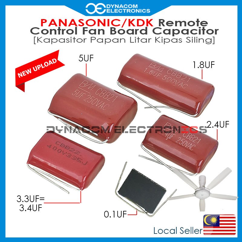 Panasonic/KDK Ceiling Fan Condenser Capacitor 0.1UF 1.8UF 2.4UF 3.4UF ...