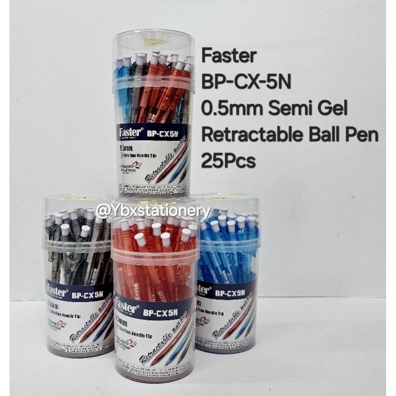 Faster CX5N Retractable Ball Pen Bulk/25pcs 桶装25支 0.5mm Blue/Black/Red ...