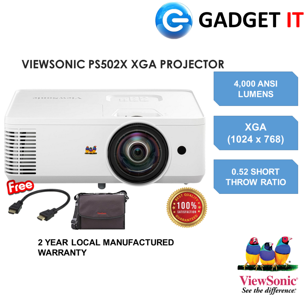 VIEWSONIC PS502X / PS502W 4000 ANSI LUMENS SHORT THROW PROJECTOR BUILT ...