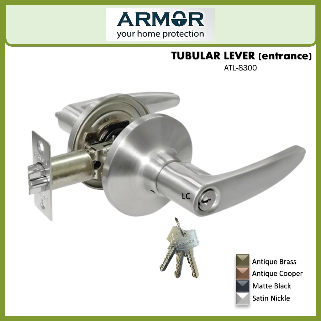ARMOR Tubular Lever Door Lockset ATL-8300 Entrance Lock Function ...