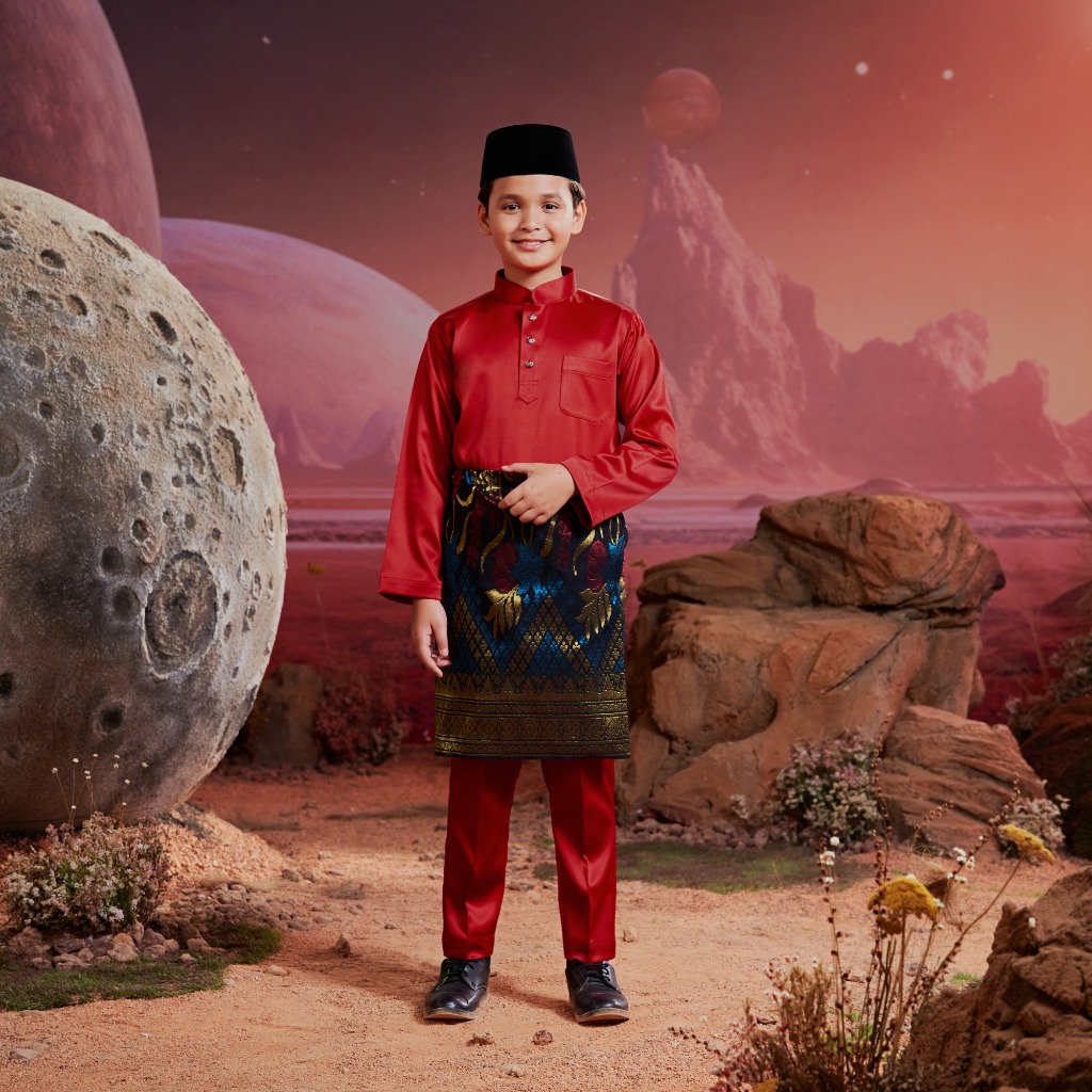 B12 SCARLET RED - BAJU MELAYU BUDAK BULAN BINTANG (2024) | Shopee Malaysia
