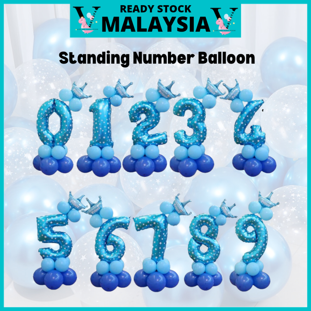 Standing Number Balloon Set Blue Star Theme Decorations for Birthday ...