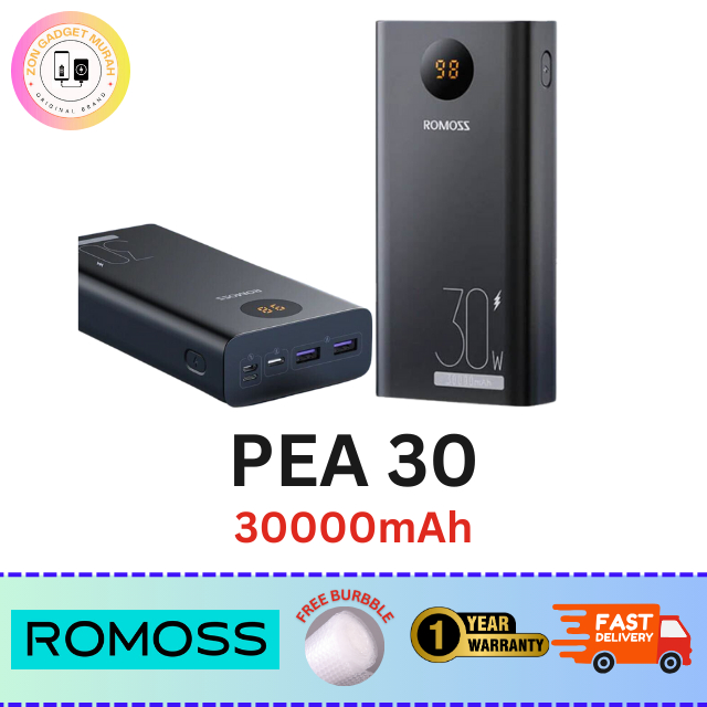 Romoss PEA30 (30000 mAh) Fast Charge Powerbank lithium ion batteries ...