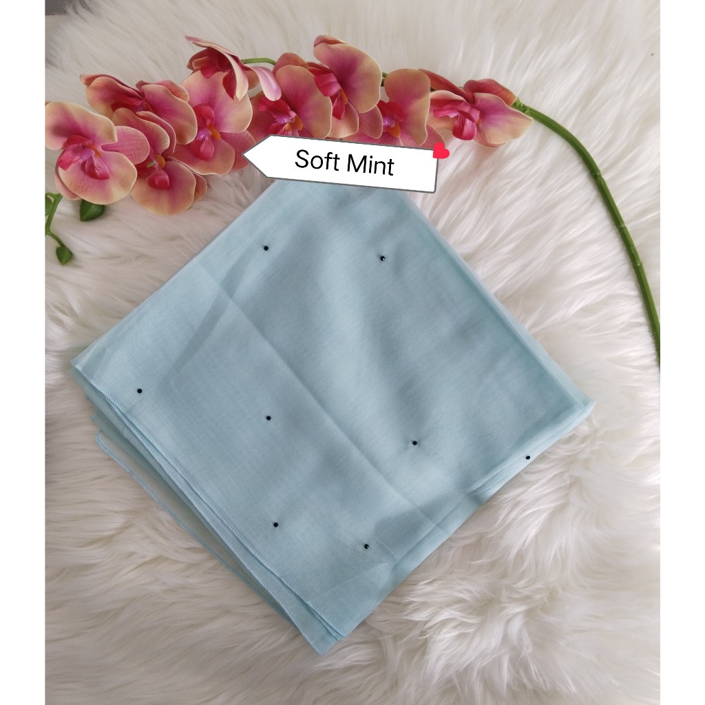 Bawal Cotton Batu Hitam, Bawal Manik Hitam, Square Hijab Batu, Hijab ...