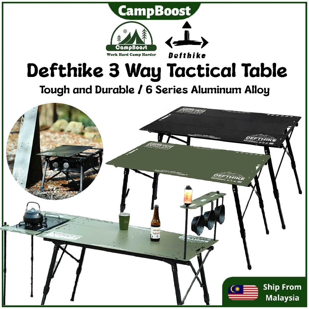 CampBoost DEFTHIKE 3 Way Tactical Camping Table Meja Camping Folding ...