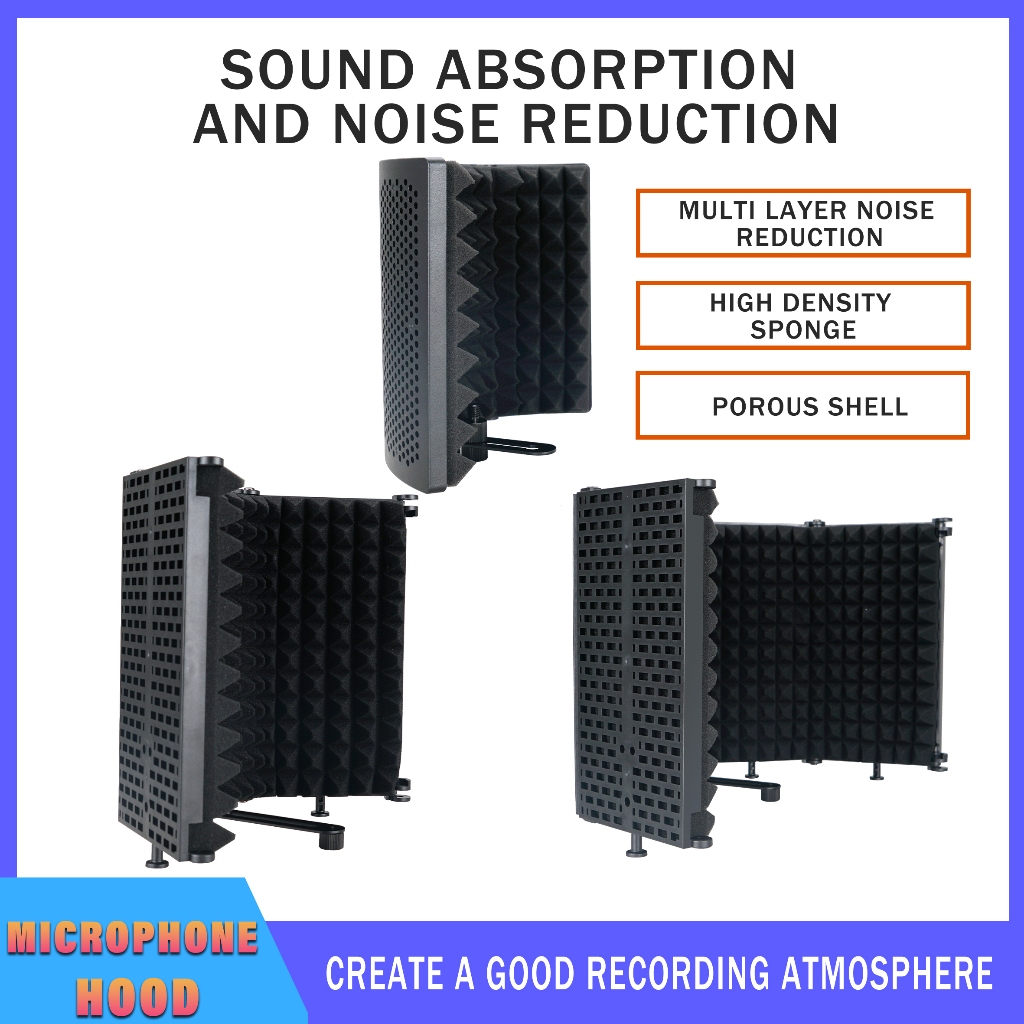 Microphone Isolation Shield Portable Tabletop Sound Absorbing Foam ...