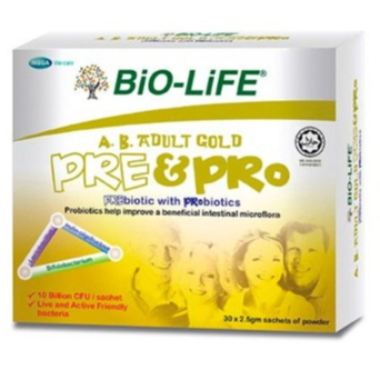 BIO-LIFE AB Adult Gold Prebiotic Probiotics 2.5g x 10 sachets | Shopee ...