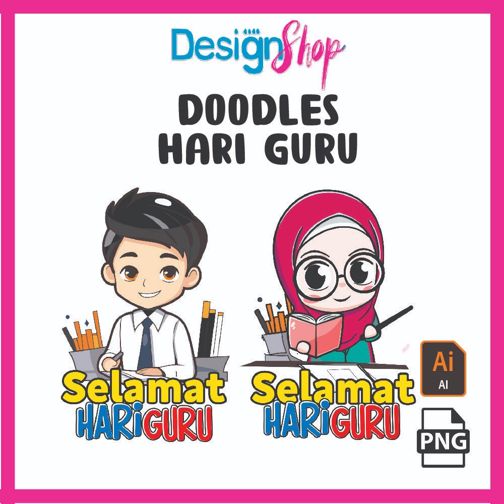 DESIGN ONLY, DOODLES HARI GURU Design Mudah & Murah [Adobe Illustrator] | Shopee Malaysia