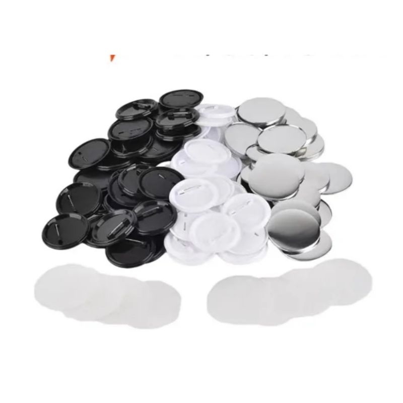Button Badge 58mm Pin Set Material White Black Backpin cover | Shopee ...
