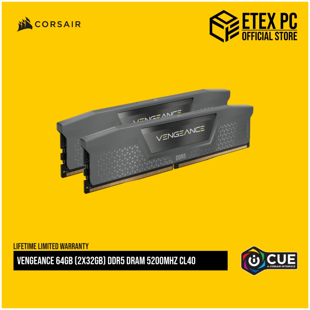 CORSAIR VENGEANCE 64GB (2x32GB) DDR5 DRAM 5200MHZ CL40 AMD EXPO & Intel ...