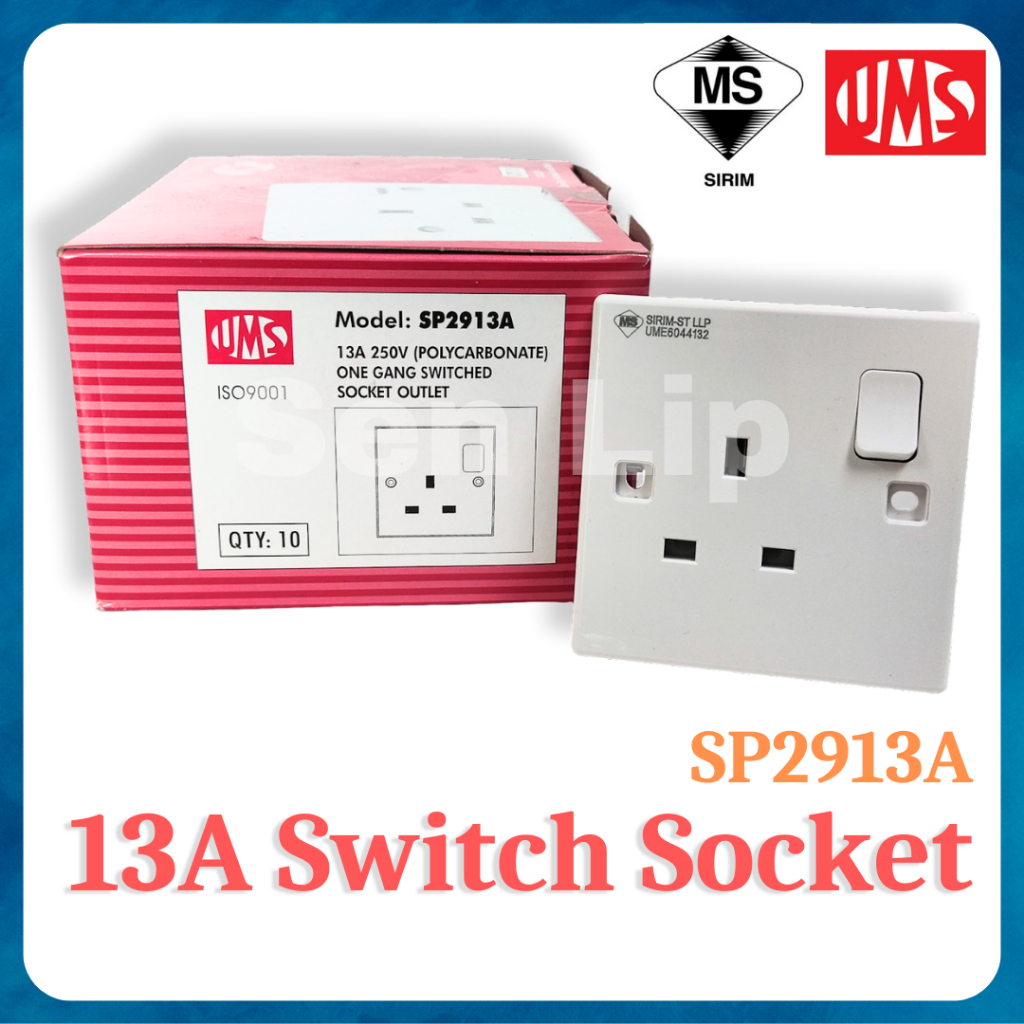 UMS 13A 250V (Polycarbonate) One Gang Switched Socket Outlet (SIRIM ...