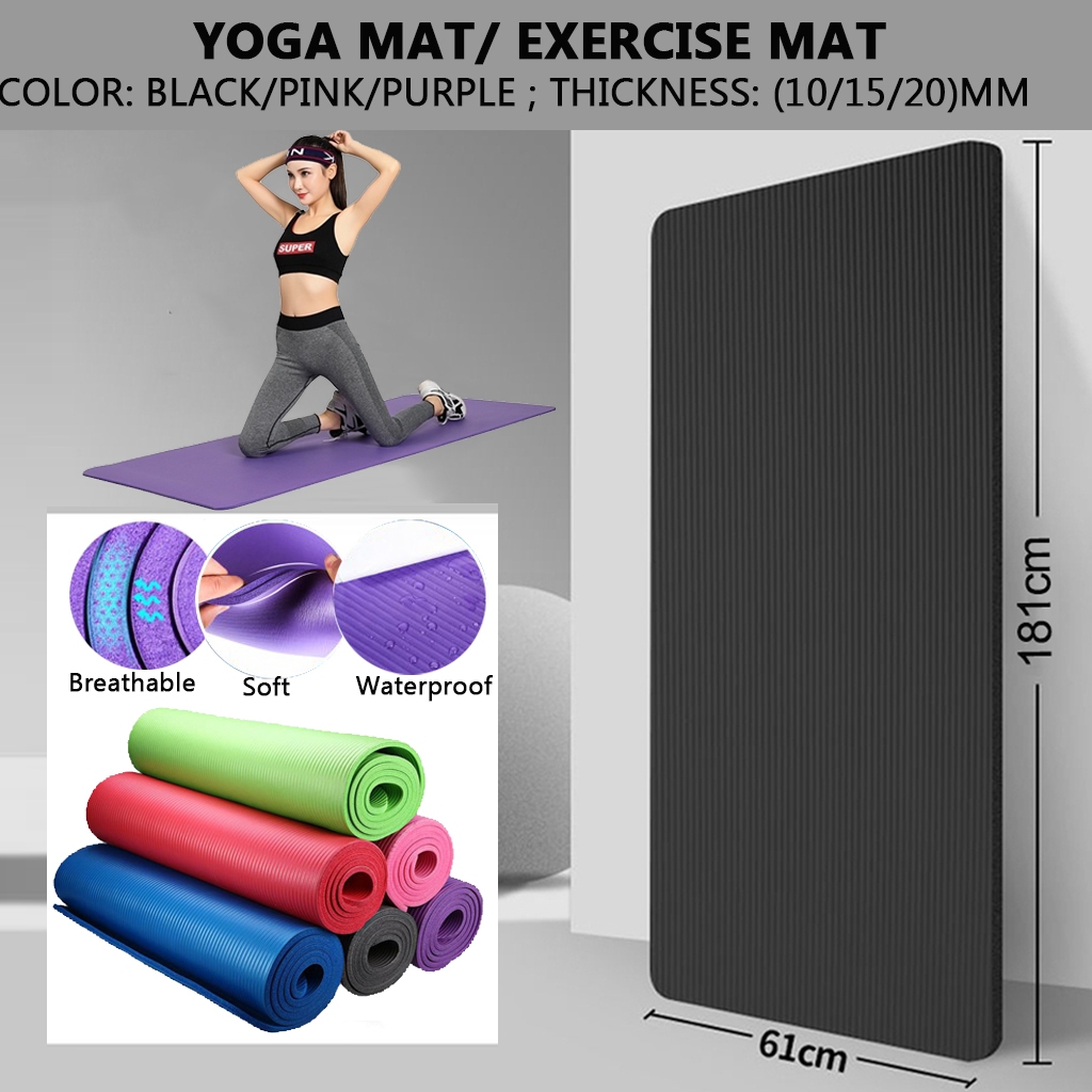 3H Fitness NBR Yoga Mat [10/15/20]MM Soft High Density Thick Workout ...