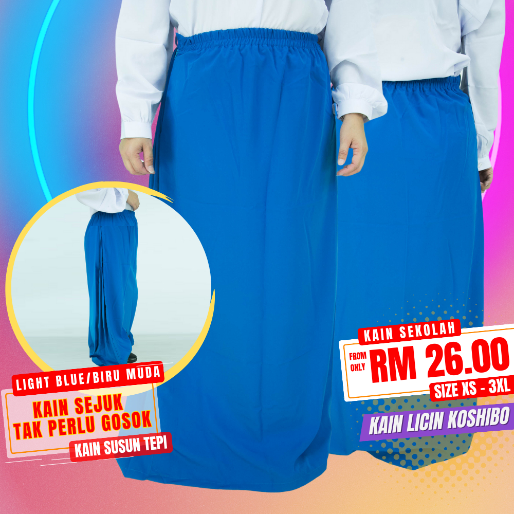 CY 0409 SCHOOL UNIFORM LIGHT BLUE SKIRT / KAIN SEKOLAH LIGHT BLUE BIRU ...
