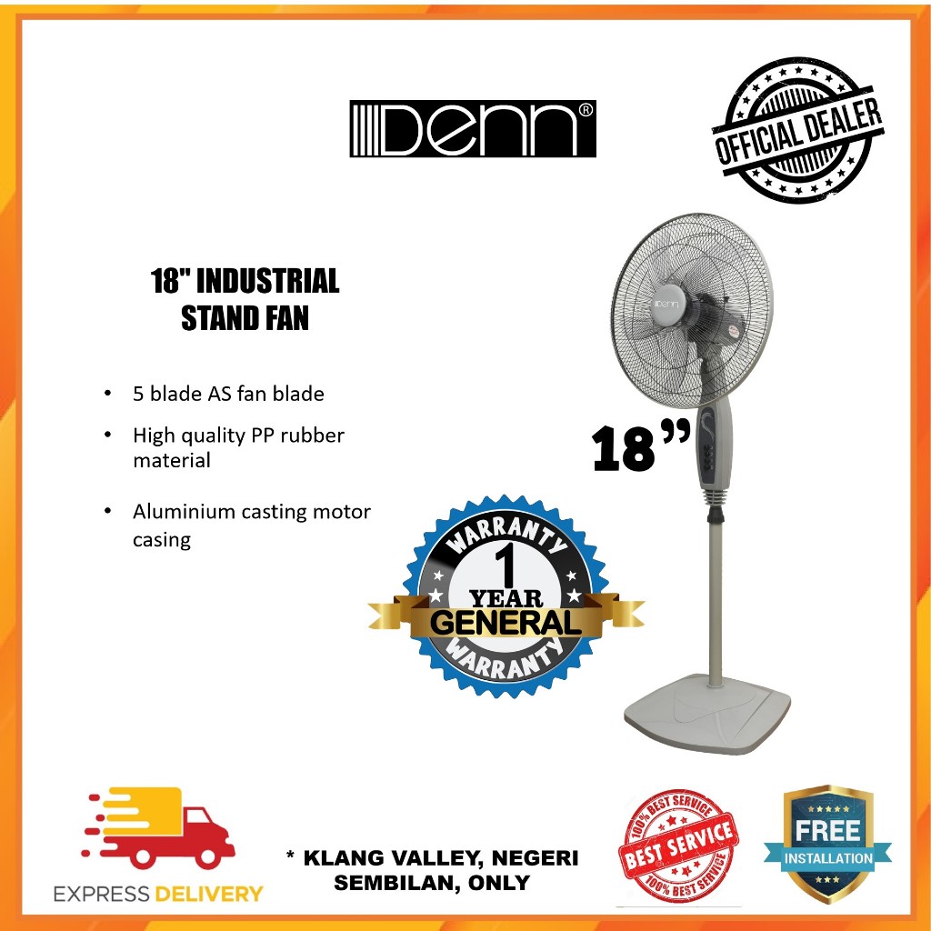 Denn 18" Stand Fan DSF-18 (Grey) | Shopee Malaysia