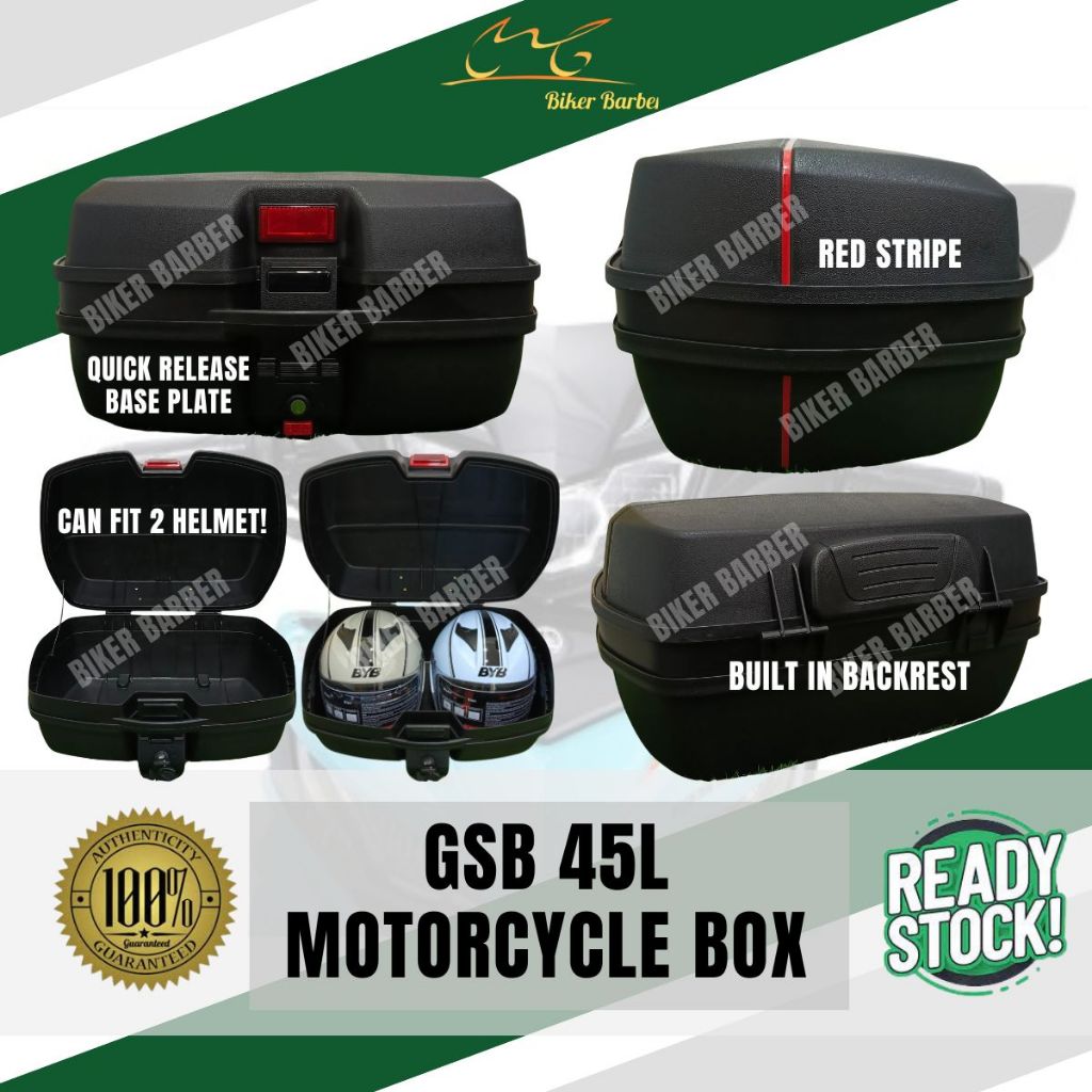 Box Motor Gsb 45L With Red Stripe Motosikal Storage Adlo Givi Free Base ...