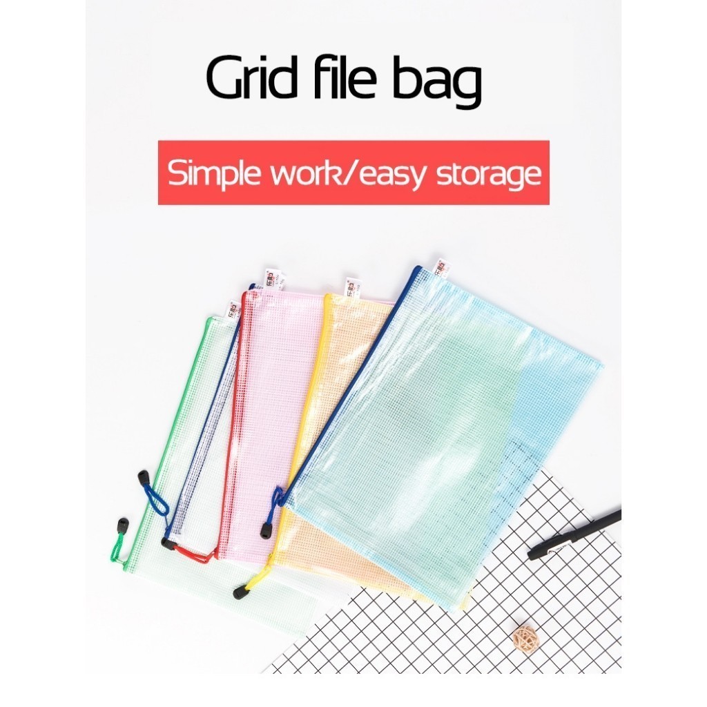 A4 Mesh Zipper File Zipper Bag Zip Bag Waterproof Transparent Portable ...